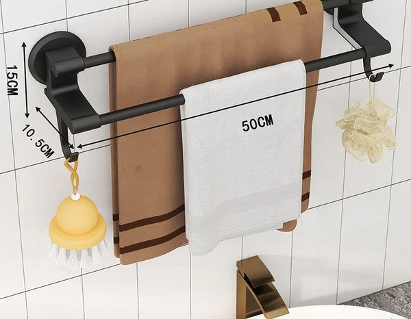 Suport prosoape baie doua brate 50x15x10 cm Negru - Tenq.ro